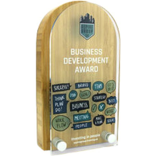 Printed Bamboo Block Award with Acrylic Face - small