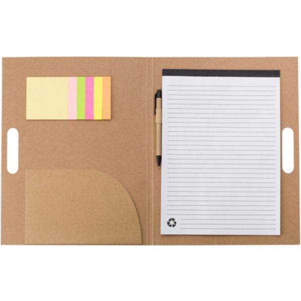 Printed Conference folder approx. A4 with notebook, sticky notes and ...