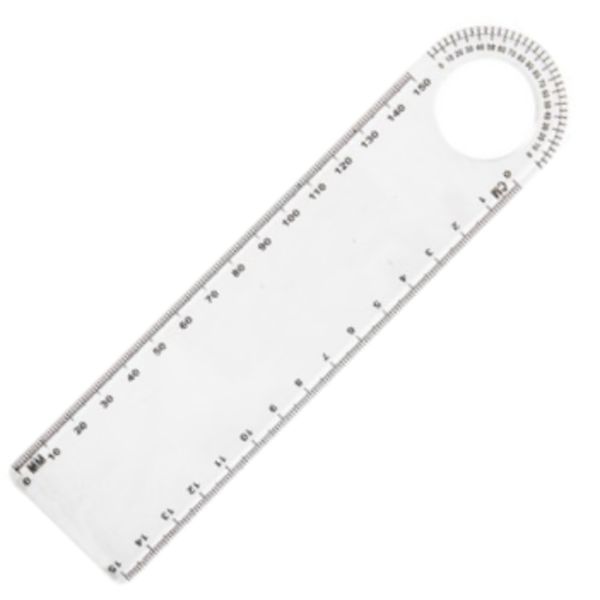 Printed Ruler with loupe and protractor